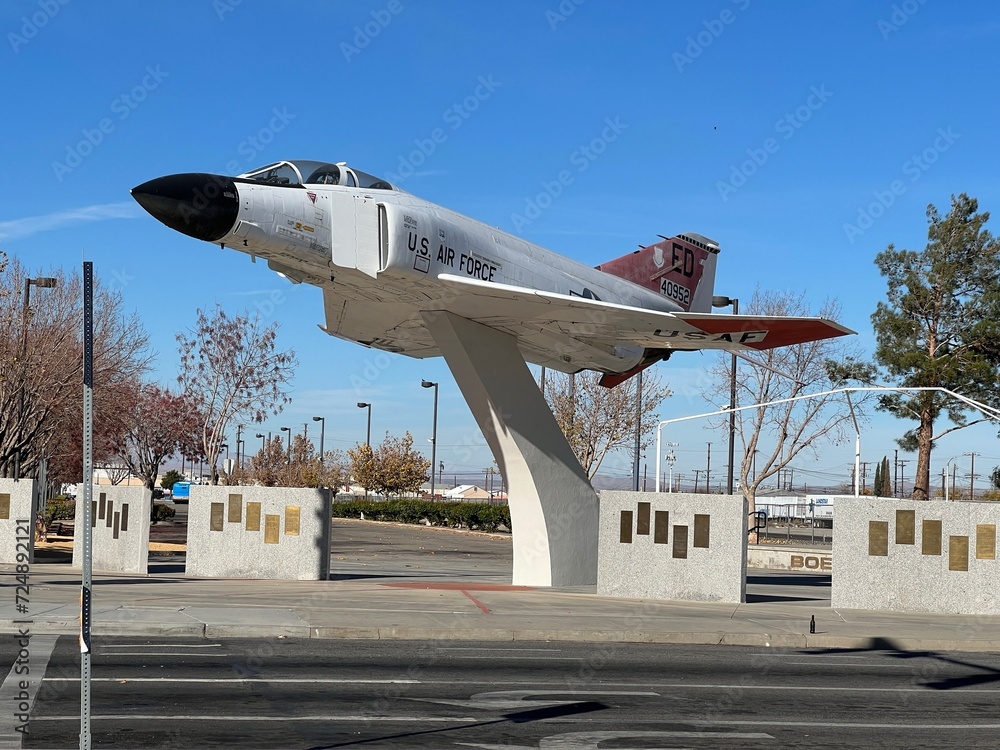 LANCASTER, CA, DEC 6, 2023: McDonnell-Douglas F4 Phantom fighter jet on ...