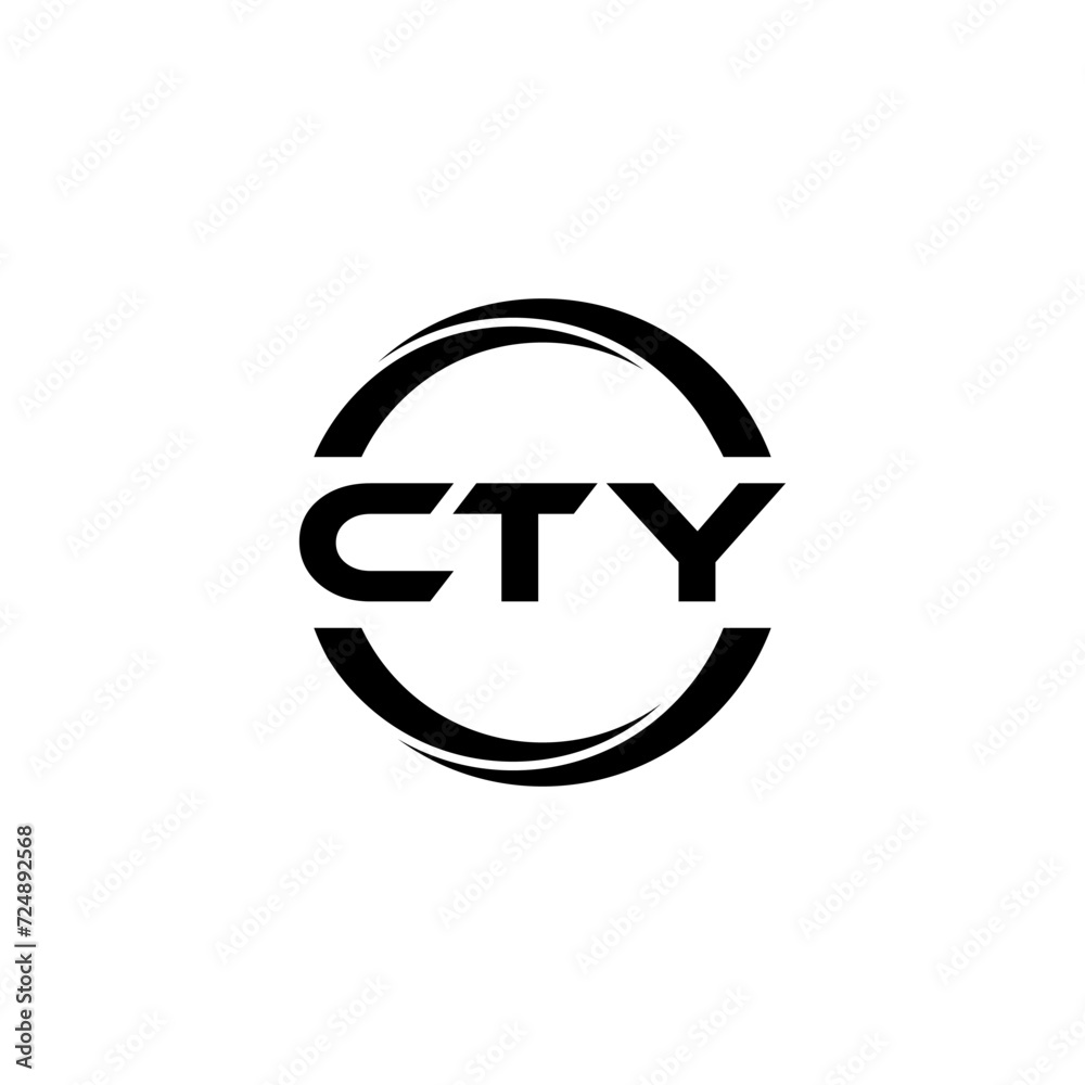 CTY letter logo design with white background in illustrator, cube logo ...