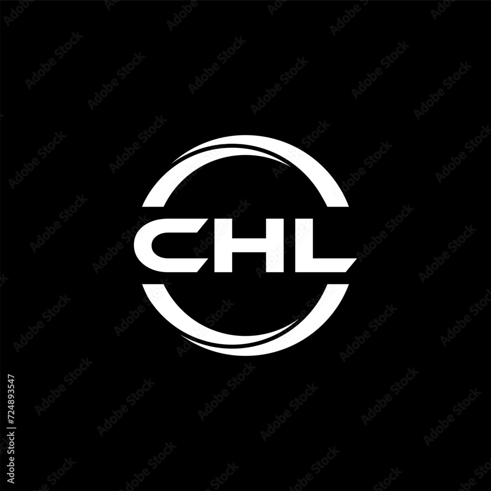 Vecteur Stock CHL letter logo design with black background in ...