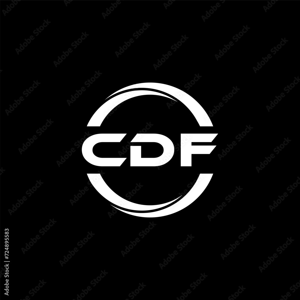 Vecteur Stock CDF letter logo design with black background in ...