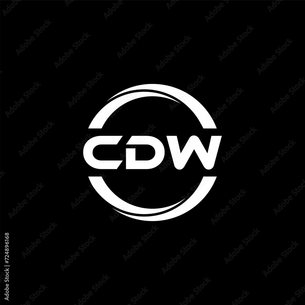 CDW letter logo design with black background in illustrator, cube logo ...
