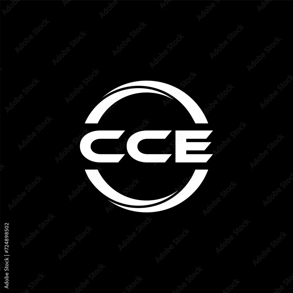 Vecteur Stock CCE letter logo design with black background in ...