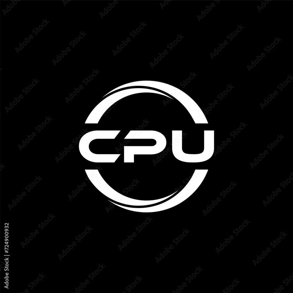 CPU letter logo design with black background in illustrator, cube logo ...