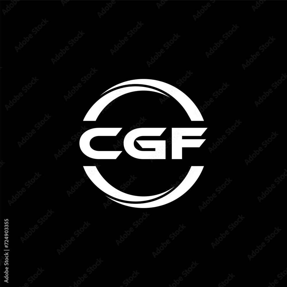 CGF letter logo design with black background in illustrator, cube logo ...