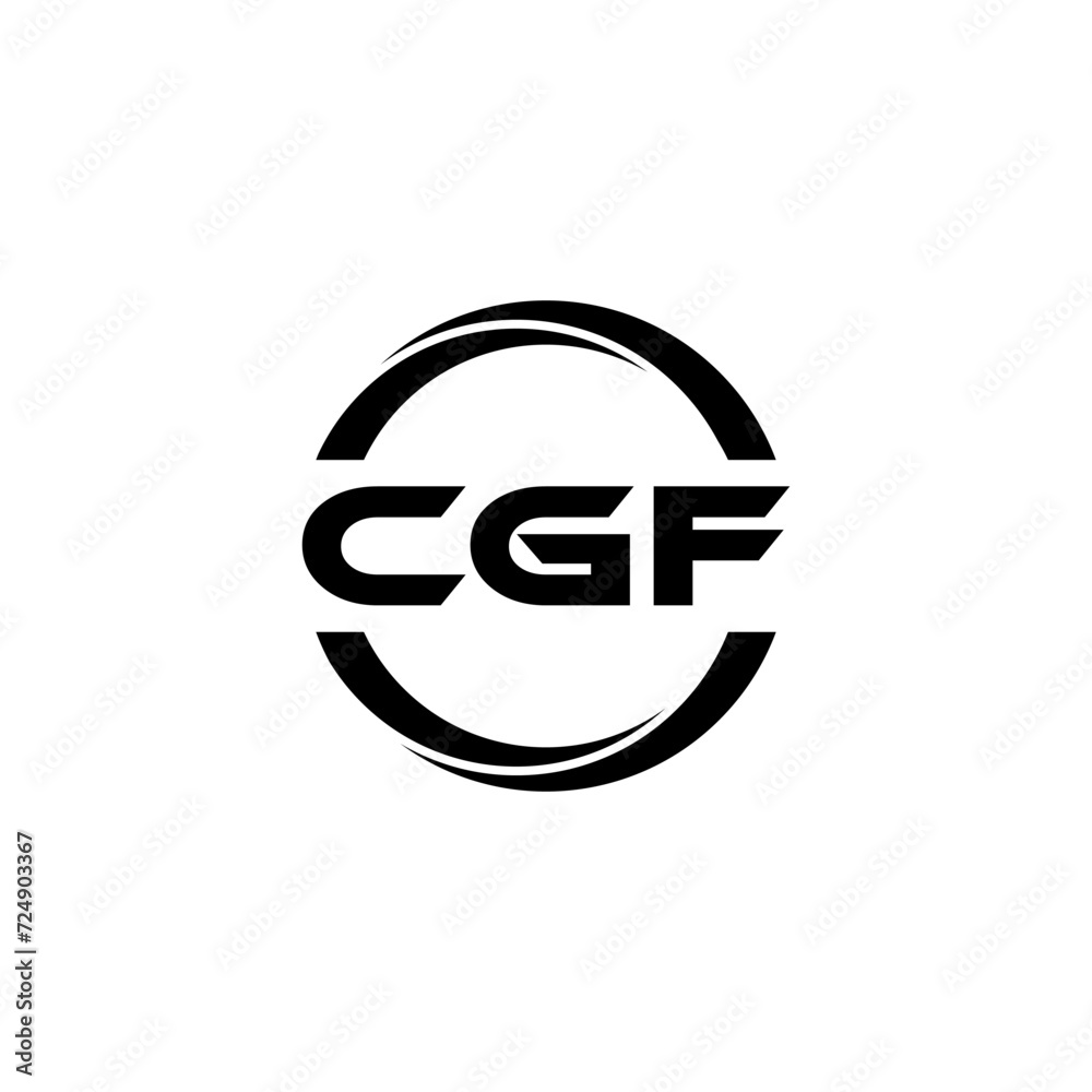 CGF letter logo design with white background in illustrator, cube logo ...