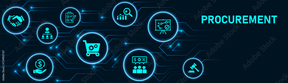 Procurement management banner web icon vector illustration concept with ...