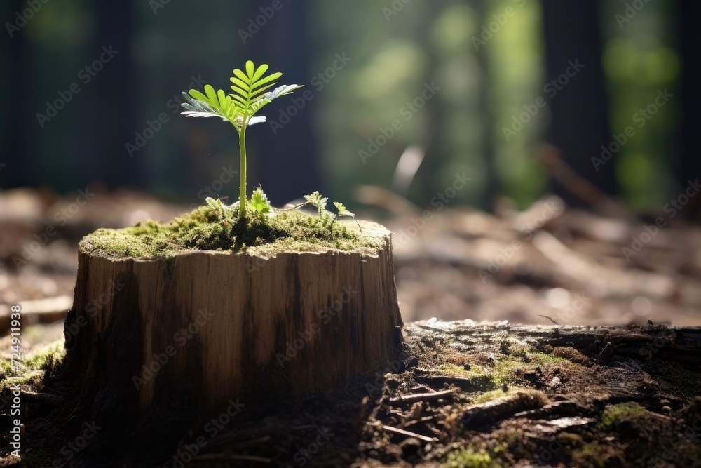 Witness the resilience of nature as a small and vibrant plant thrives ...