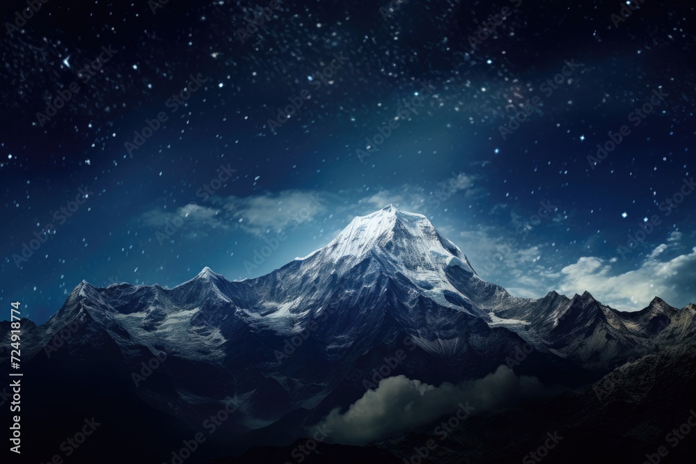 Mount Anna restored photograph of the world's highest peak on a dark ...