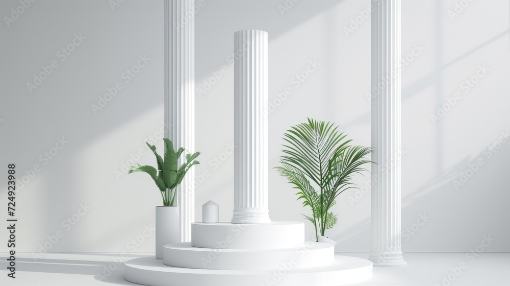 Background podium column 3d roman luxury greek white ancient display ...