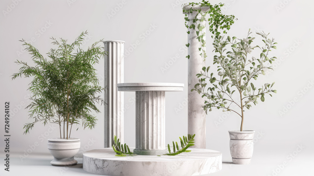 Background podium column 3d roman luxury greek white ancient display ...