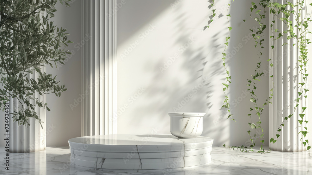 Background podium column 3d roman luxury greek white ancient display ...