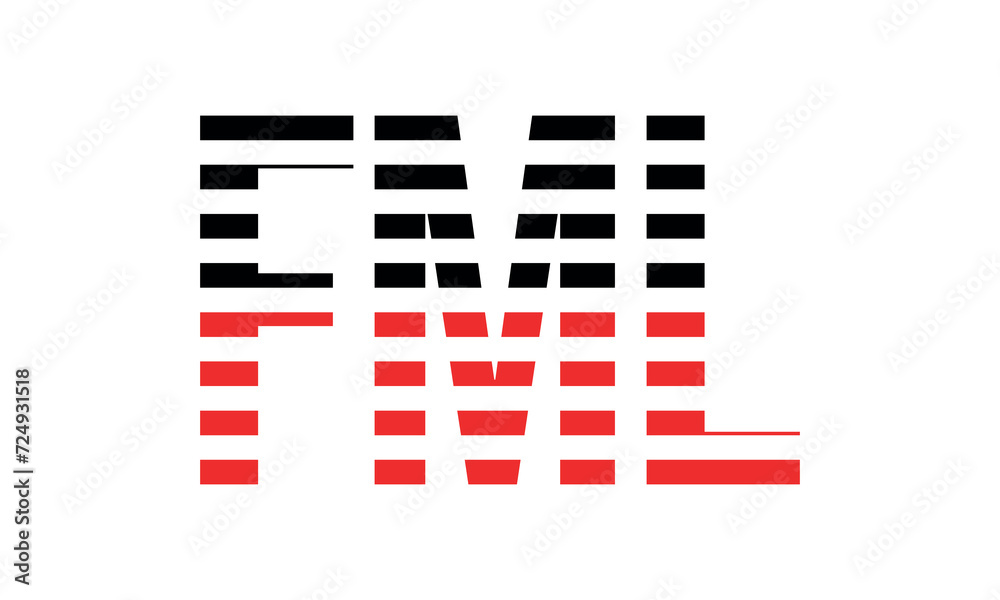 FML three initial letter iconic line negative space minimal logo design ...