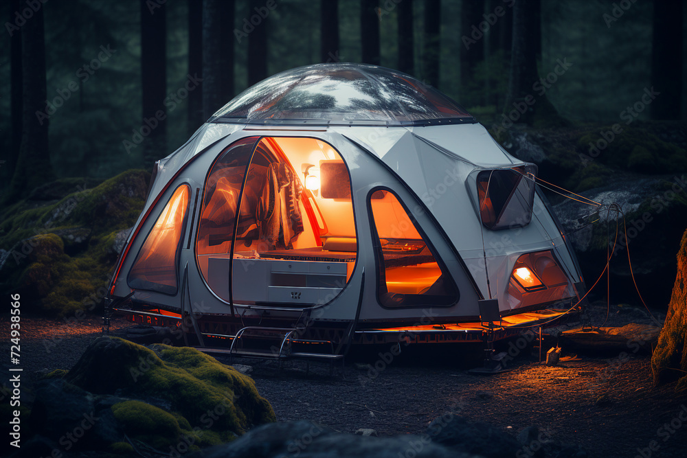 AI generation picture image of modern futuristec caravan house tent of ...