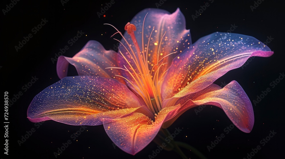 Neon Gradient Light in Yellow, Purple, and Gold Art Depicting a Sundrop ...