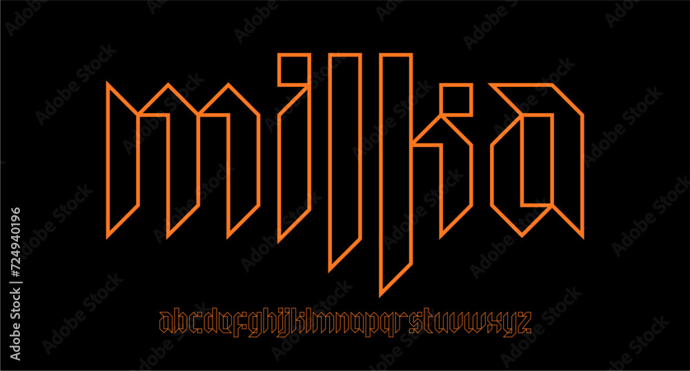 MIKA FONT VECTOR DISPLAY LINE OUTLINE CYBER SHARP Stock Vector | Adobe ...