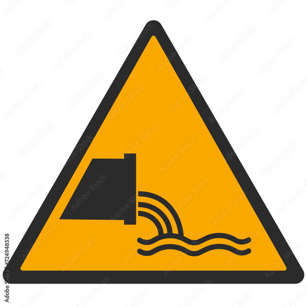 WARNING PICTOGRAM, WARNING; SEWAGE EFFLUENT OUTFALL ISO 7010 - W055 ...
