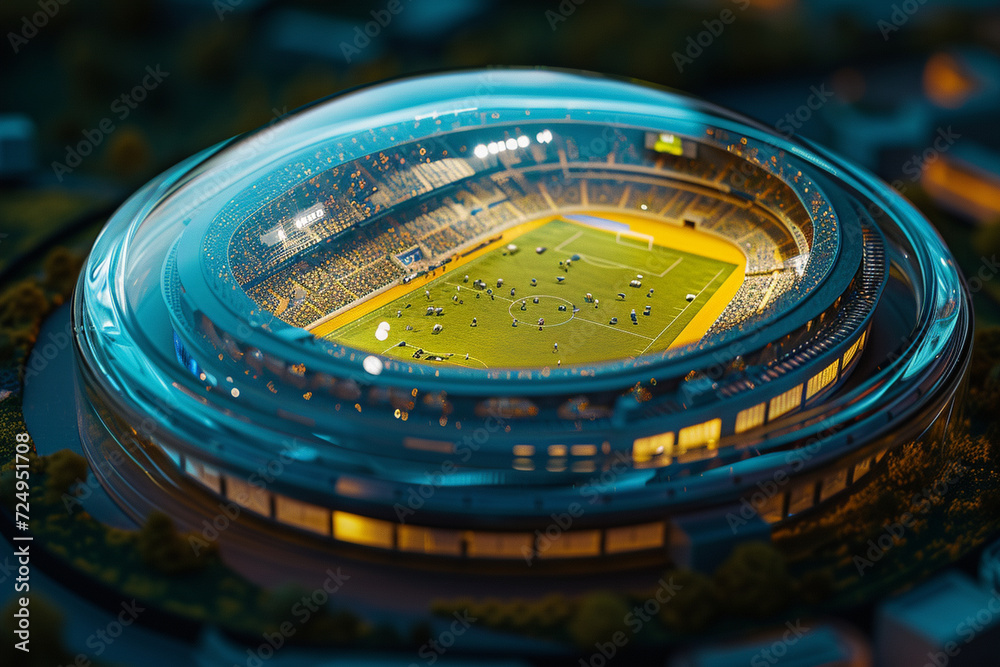 Play of reflections and highlights on the encasing the miniature ...