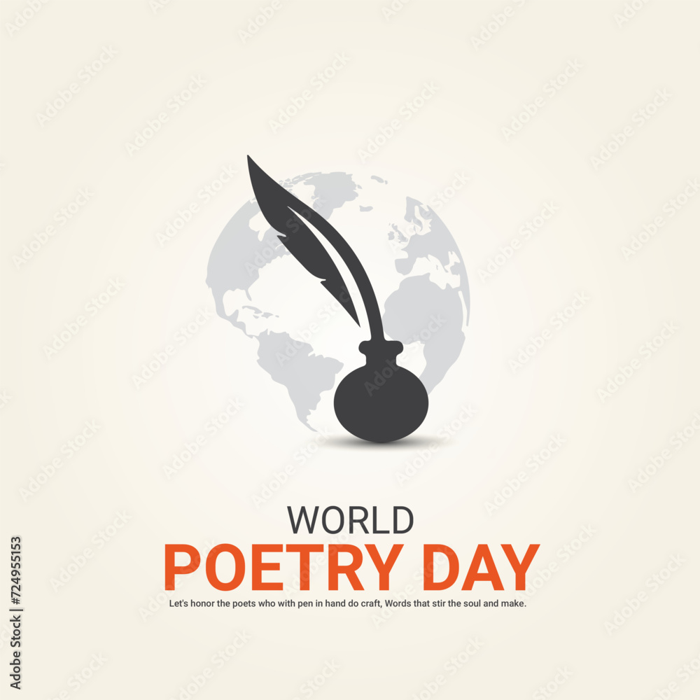 World Poetry Day, creative ads design. Media poster vector 3D ...