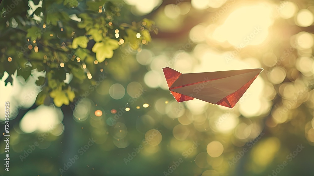 Paper airplane Love note. A magical scene with a paper airplane ...