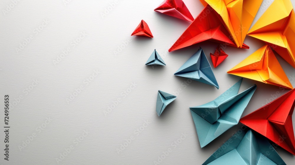 Colorful Origami Creations, Origami Art Displayed on a Wall, A ...