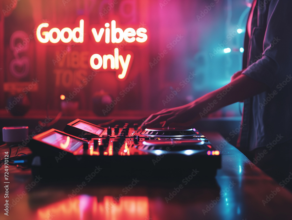 Good vibes only concept image with glowing written words good vibes ...