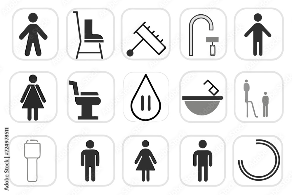 Vetor de WC Symbole, signs, icons, sanitär, piktogramm do Stock | Adobe ...
