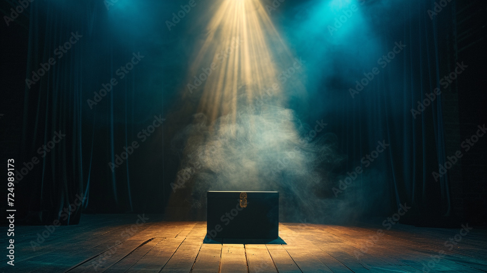 A theatrical surprise unfolding on stage as a box opens under a ...