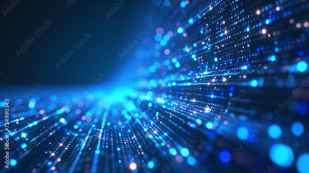 A dynamic visualization of a futuristic matrix, with pixelated data ...