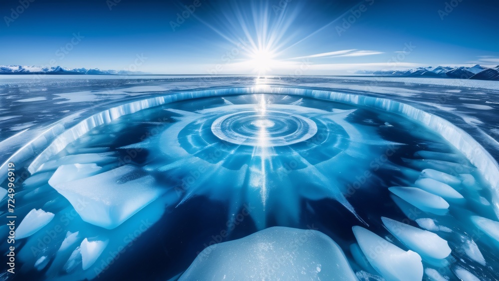 Wallpaper radiates, a snowflake waltz on ice; nature inspires, water ...