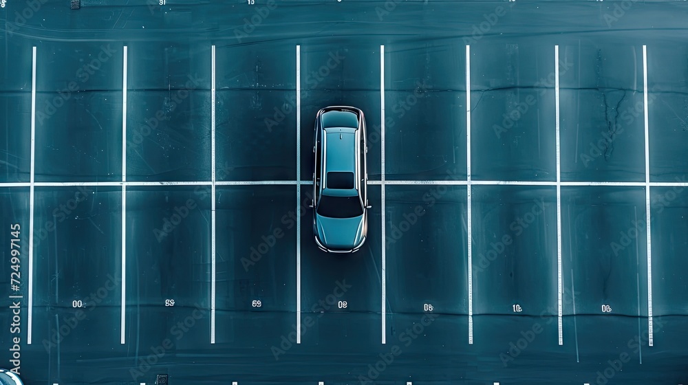 single car in a parking lot, symbolizing the dynamic nature of city ...
