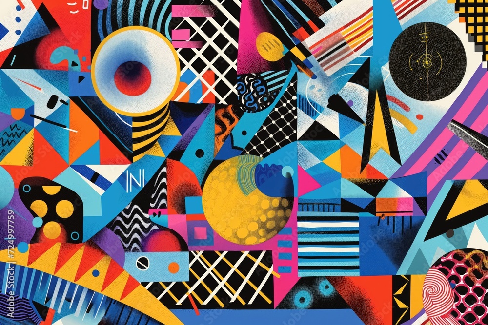 Geometric shapes that change shape and color under the influence of ...