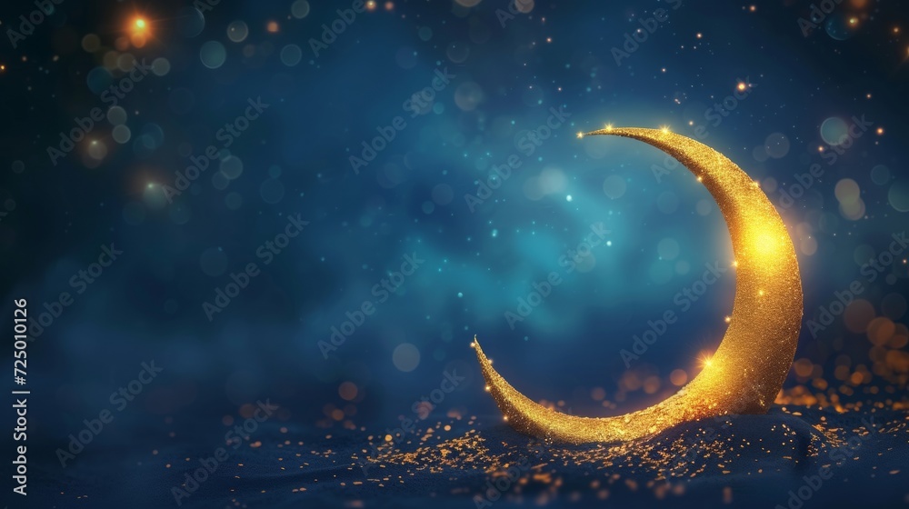 Shining crescent moon that marks the beginning of ramadan, fasting ...