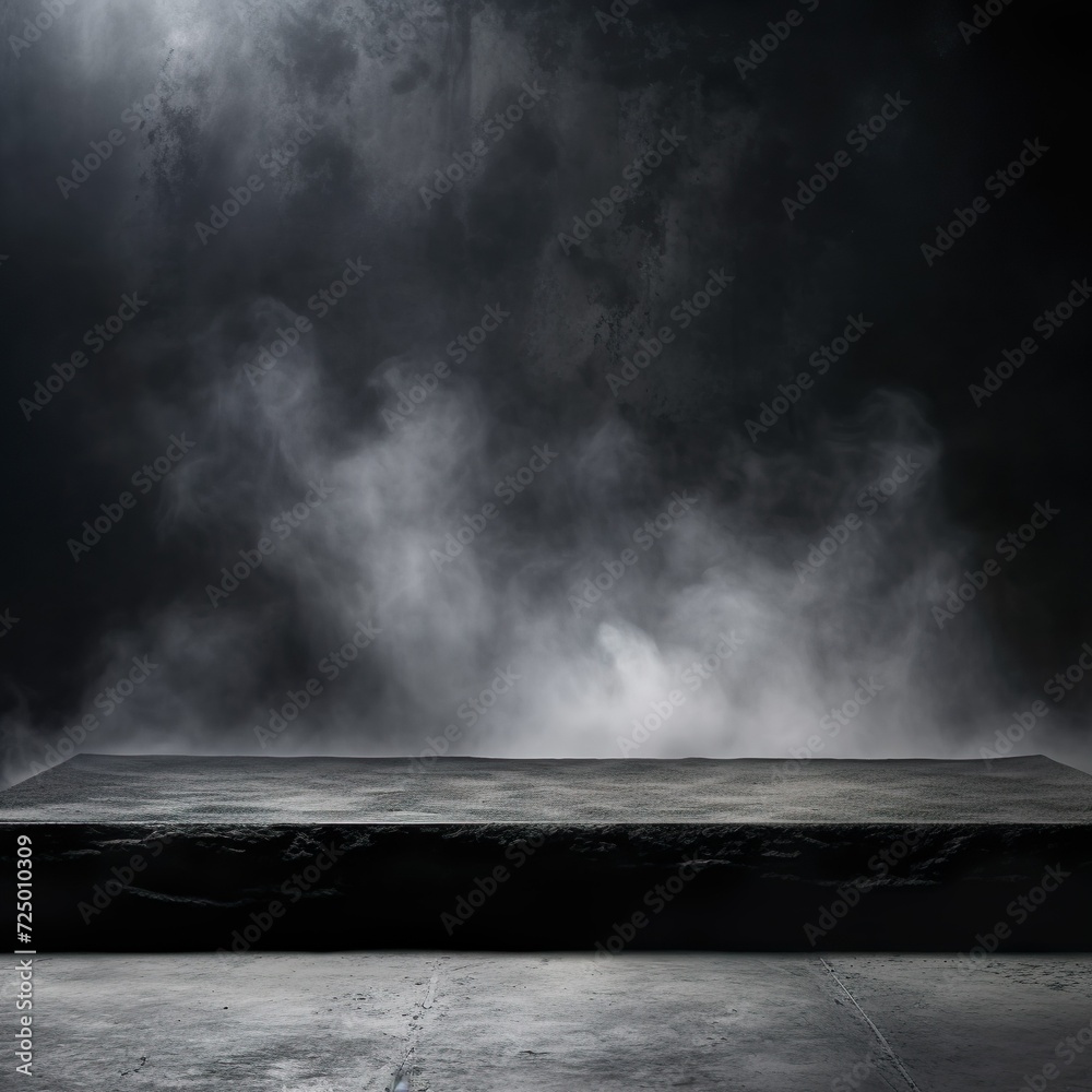 Podium black dark smoke background product platform abstract stage ...