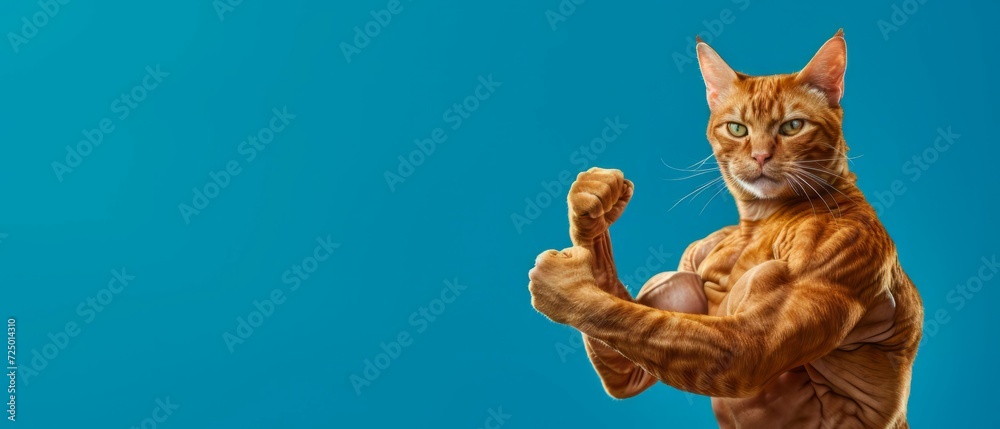 Portrait of Strong cat body builder super muscles. bodybuilder cat with ...