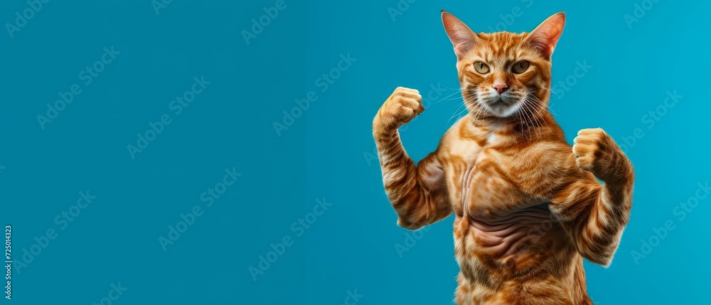 Portrait of Strong cat body builder super muscles. bodybuilder cat with ...