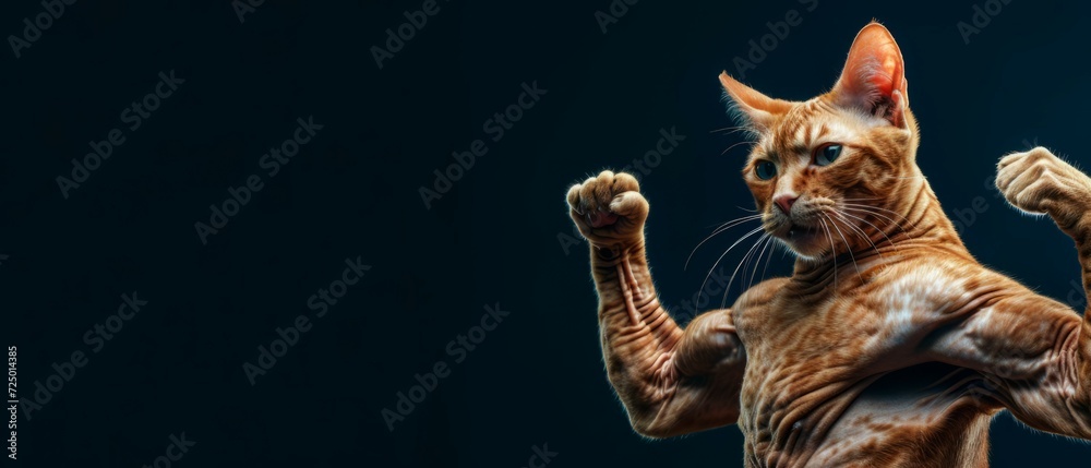 Portrait of Strong cat body builder super muscles. bodybuilder cat with ...