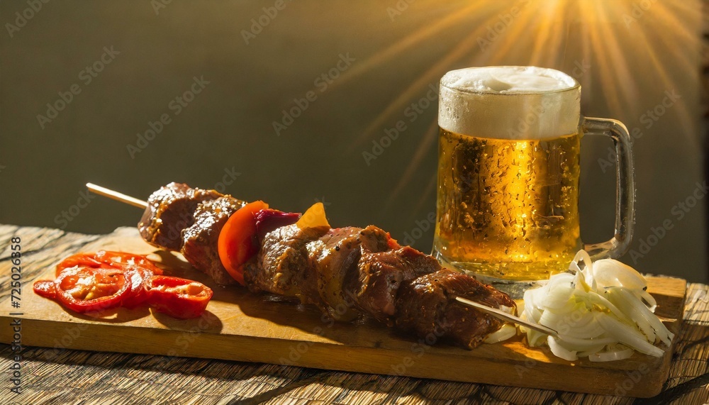 Churrasquinho. Comida Brasileira. Espetinho de carne bovina assada com ...