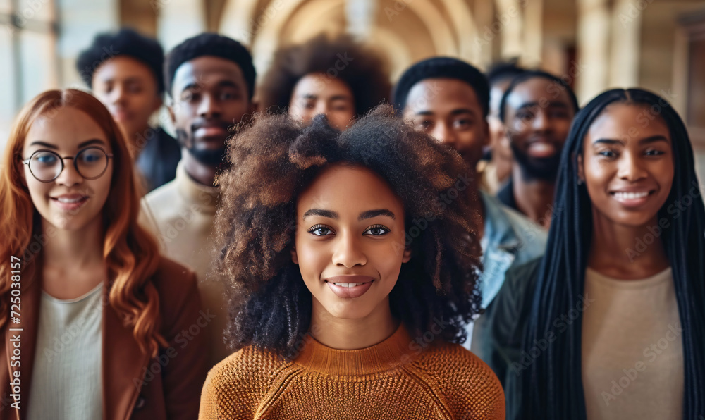 Black History Month. Group of black students from different backgrounds ...