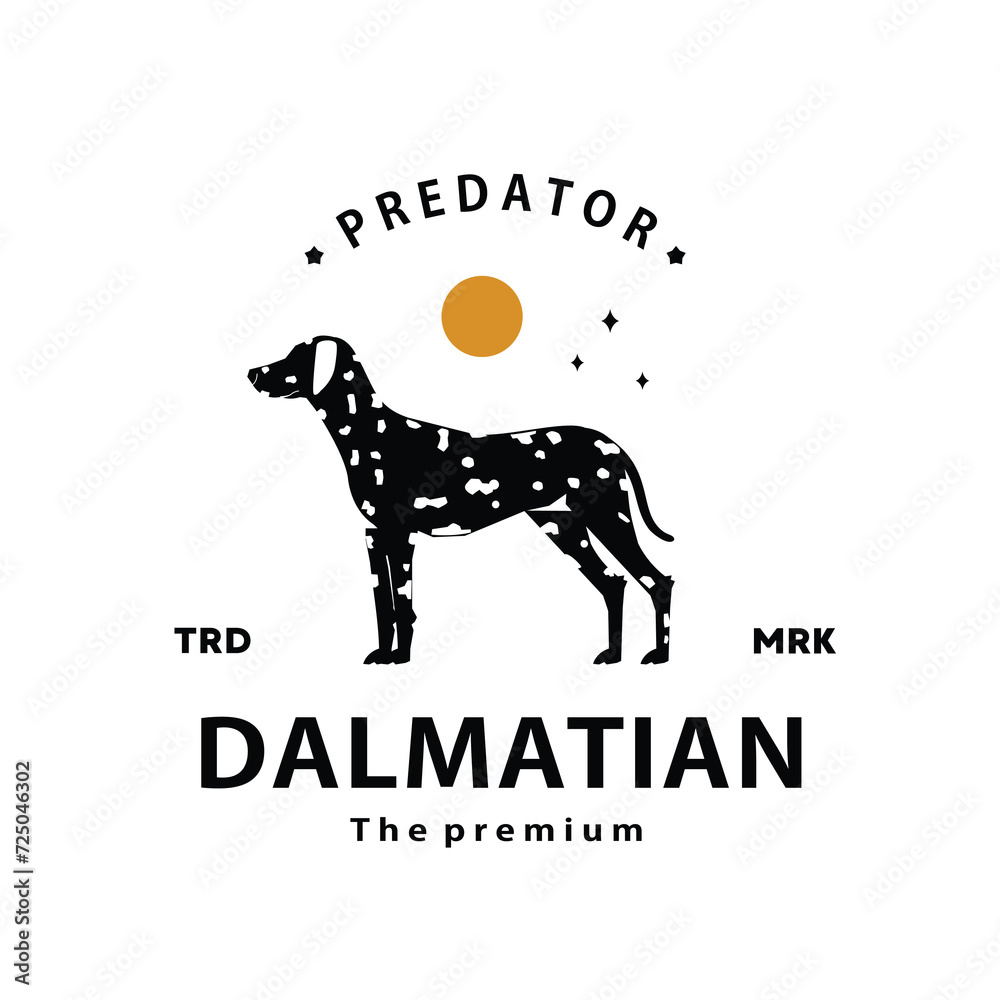 vintage retro hipster dalmatian logo vector outline silhouette art icon ...