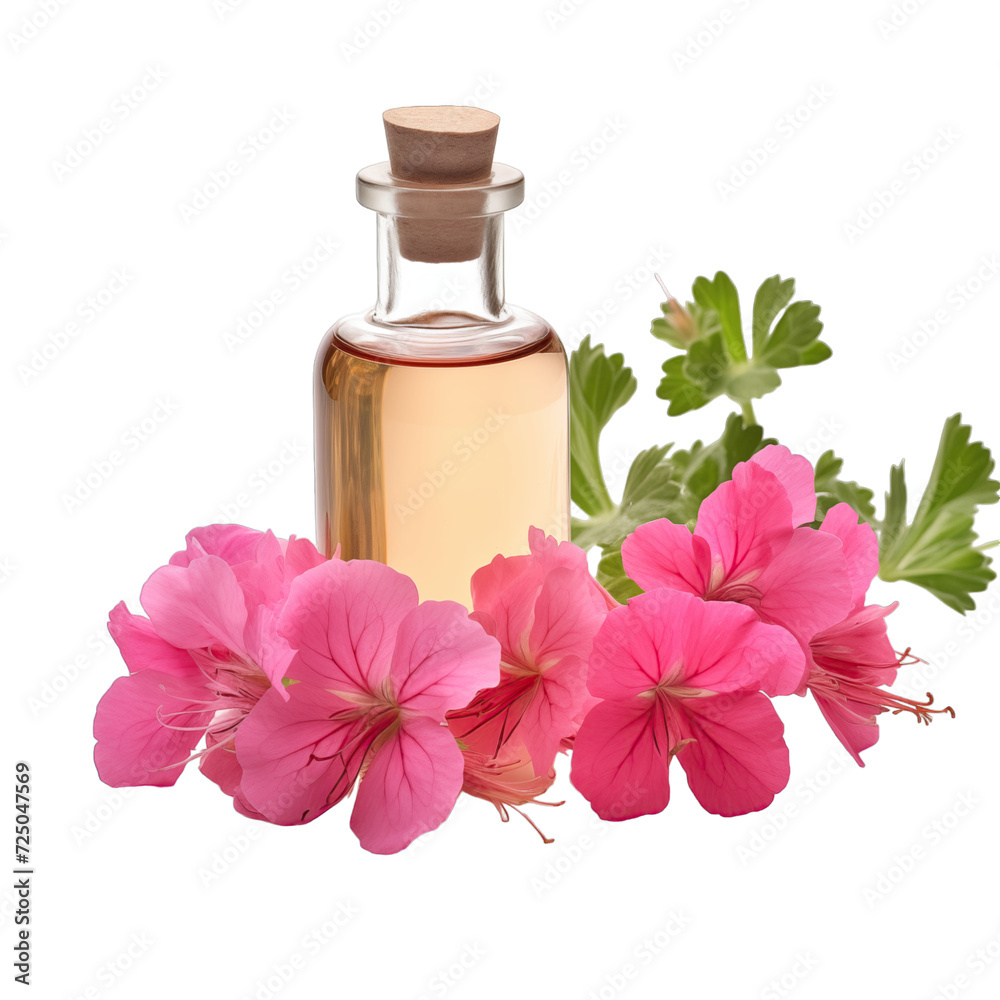 fresh raw organic sweet geranium oil in glass bowl png isolated on ...