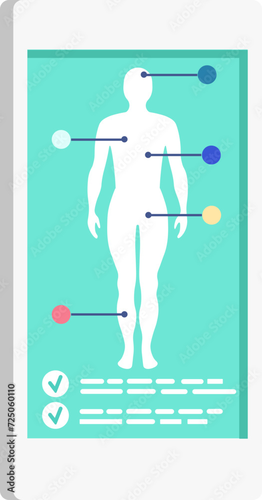 Human body infographic on a mobile device, showing anatomy or health ...