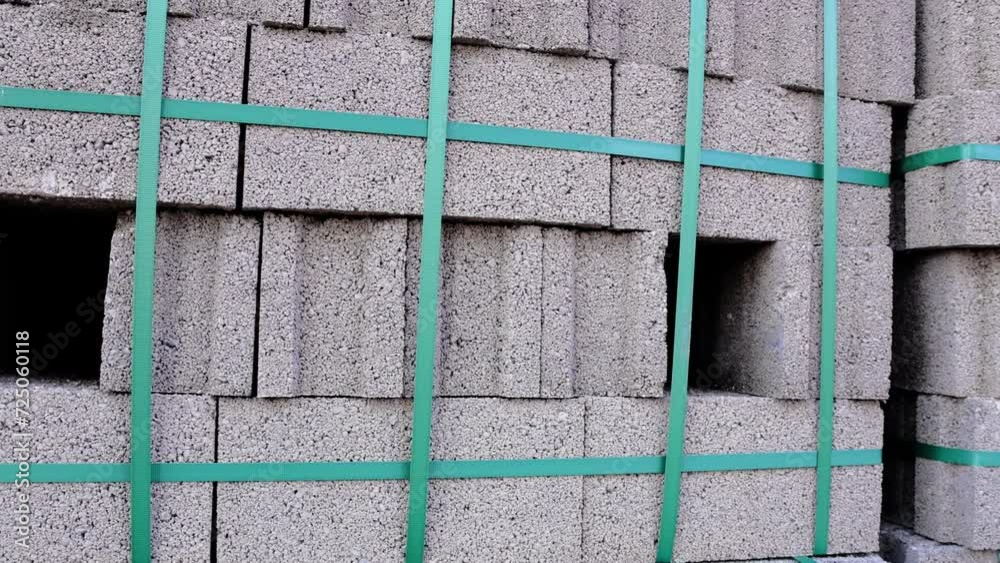 Vidéo Stock Close-up of blocks at construction site, pumice stone ...