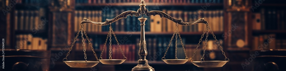 Legal Banner, depicting the scales of justice and dark blurred law ...