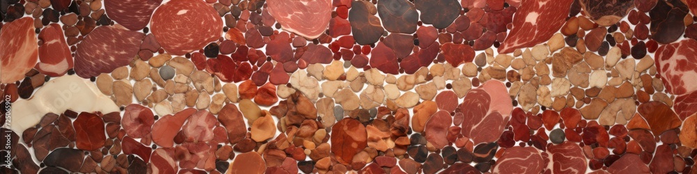 Banner background with the theme of the meat industry, cuts of Meat in ...