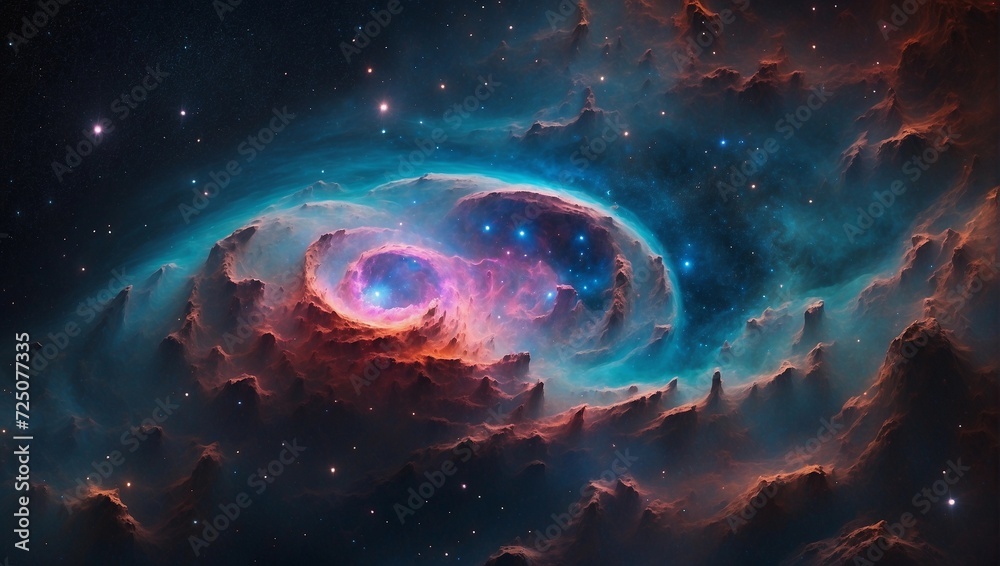 Picture a stunning view of a distant planetary nebula, with its ...
