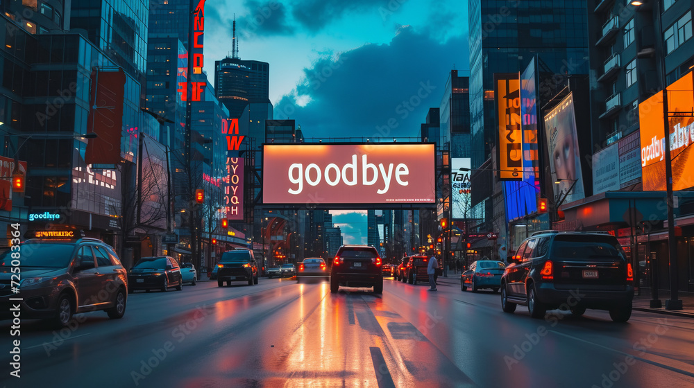 Goodbye - Billboard with the word 'goodbye' in bold letters Gen AI ...