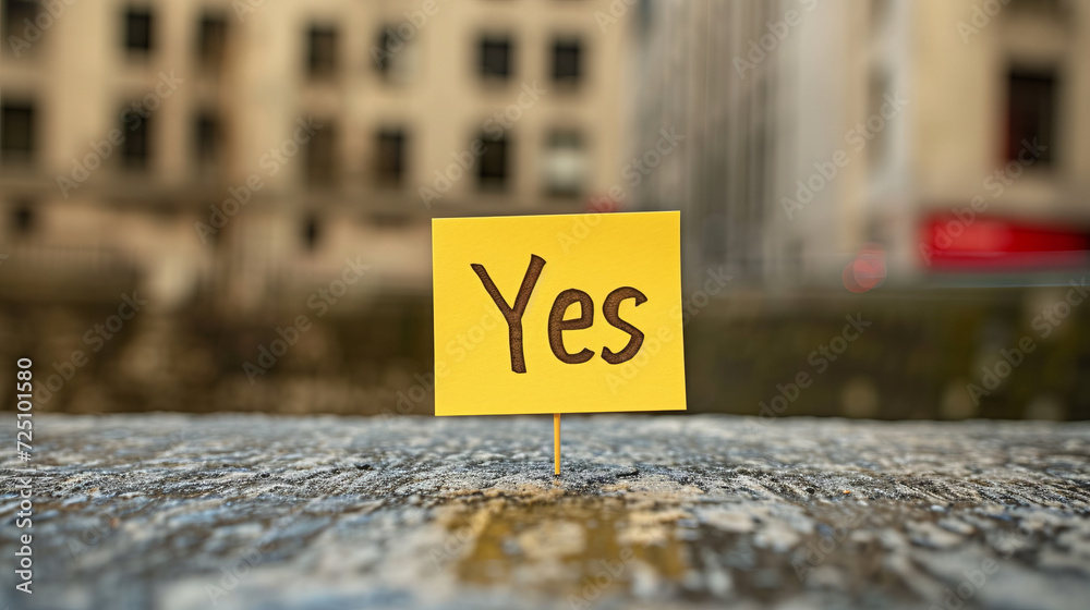Positive Affirmation - Post-it note with the word 'Yes' Gen AI Stock ...
