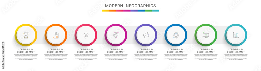 Modern infographics vector template. Cyclic infographic with 8 circles ...