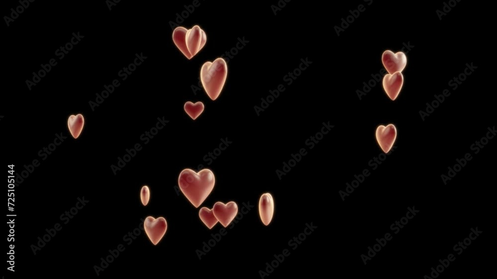 Happy Spinning Hearts Overlay. A group of bouncing 3D hearts enters the ...