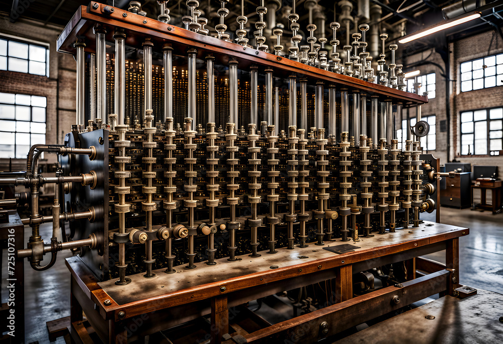 fantasy illustration of a 19th century difference engine type ...